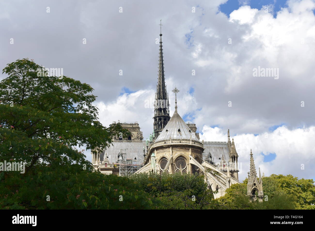 Notre-Dame Spire, known as La Fleche, and lead clad wooden roofs before ...