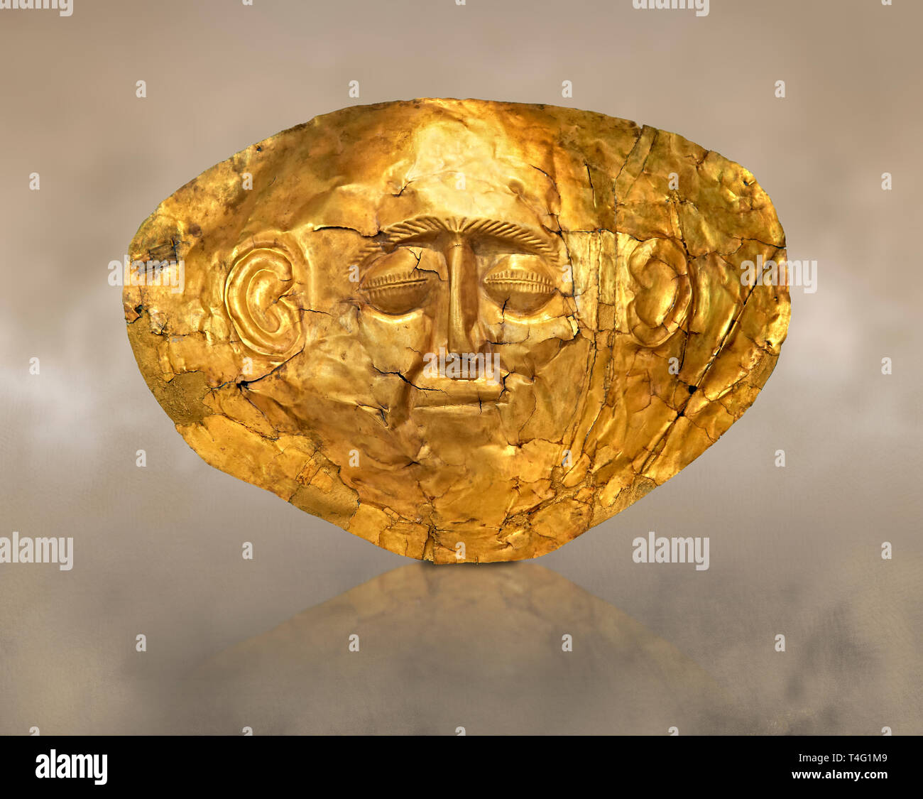 Gold Death Mask from Grave Circle A, Mycenae. 16th Century BC. The mask ...