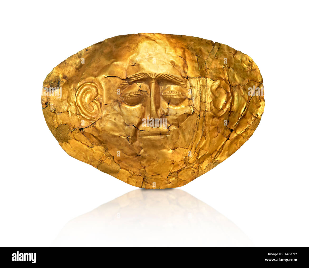 Gold Death Mask from Grave Circle A, Mycenae. 16th Century BC. The mask ...