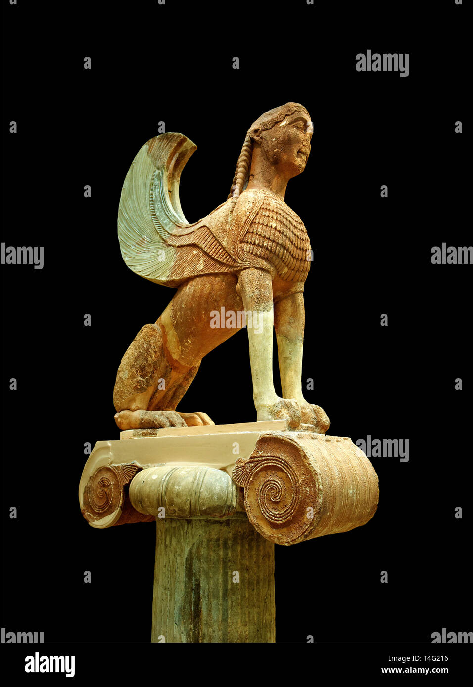 Large Sphinx of Naxos sitting on an Ionic column circa 560 B.C. Delphi ...