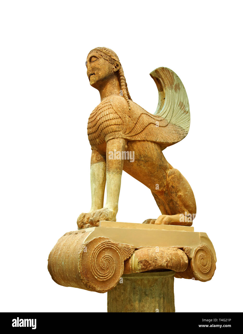 Large Sphinx of Naxos sitting on an Ionic column circa 560 B.C. Delphi ...