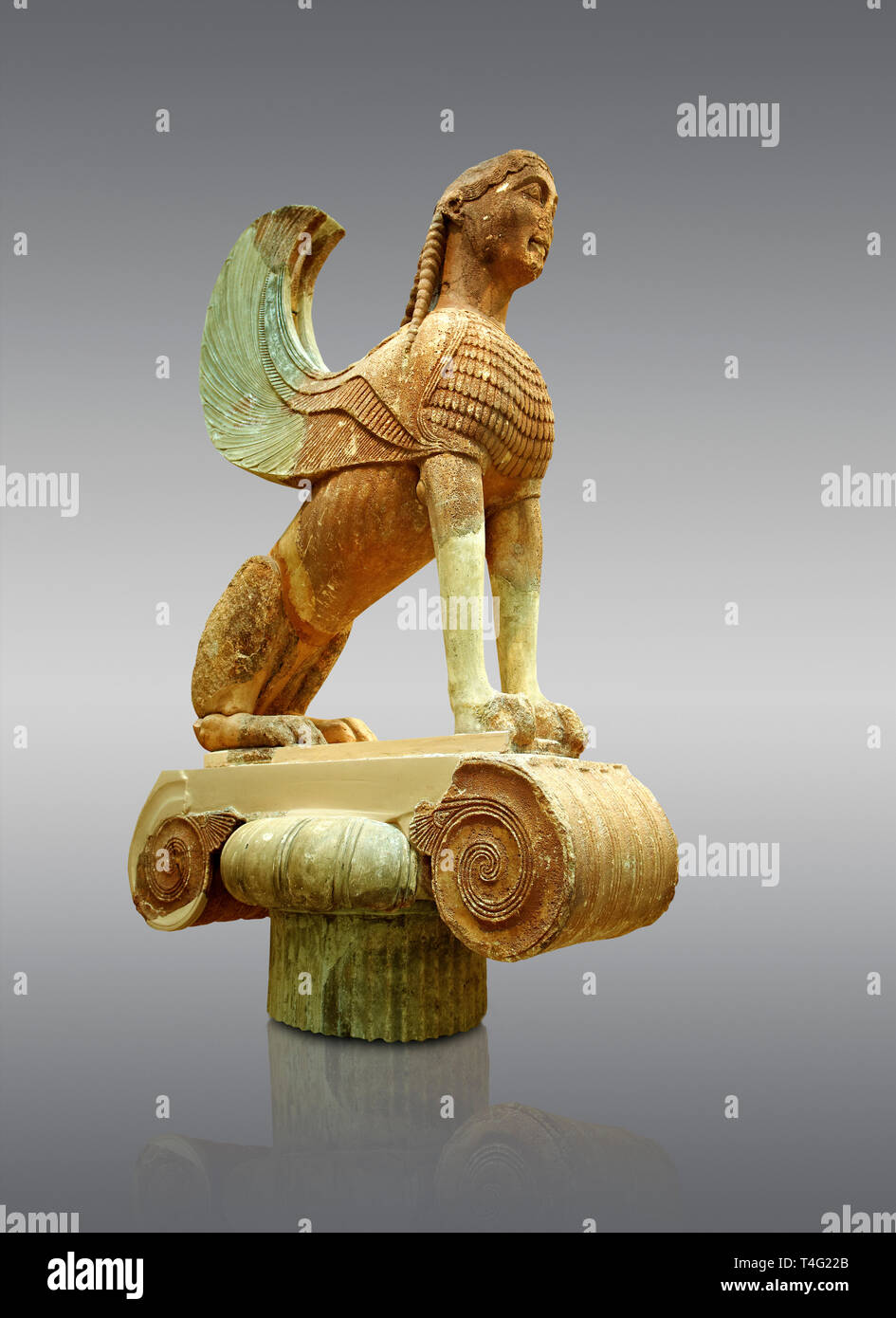 Large Sphinx of Naxos sitting on an Ionic column circa 560 B.C. Delphi ...