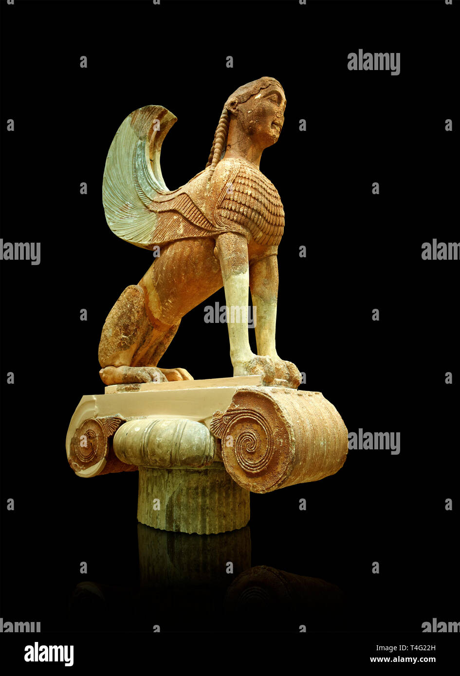 Large Sphinx of Naxos sitting on an Ionic column circa 560 B.C. Delphi ...
