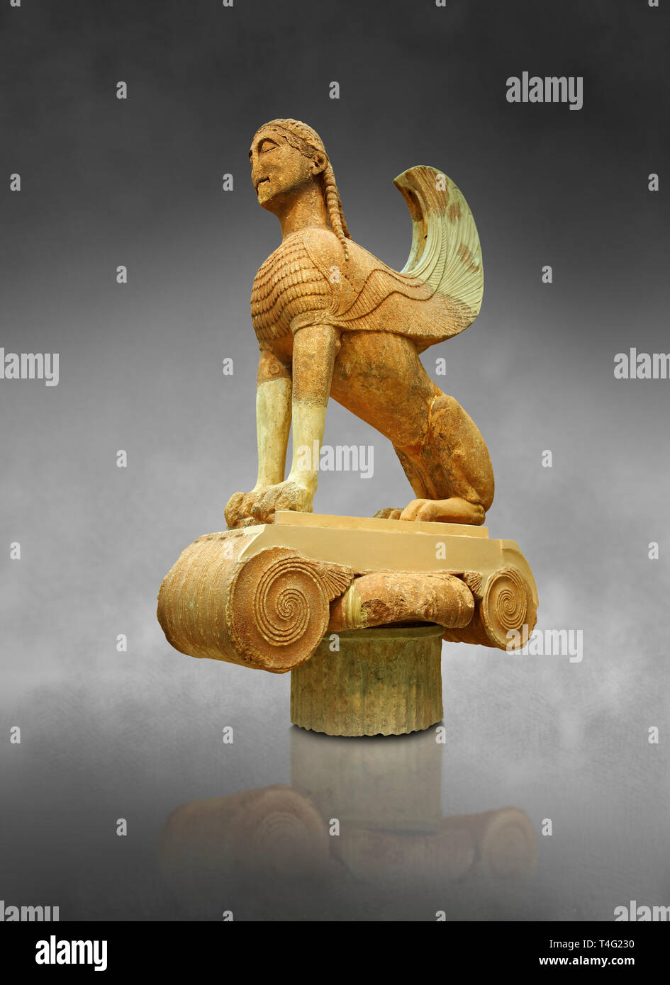Large Sphinx of Naxos sitting on an Ionic column circa 560 B.C. Delphi ...