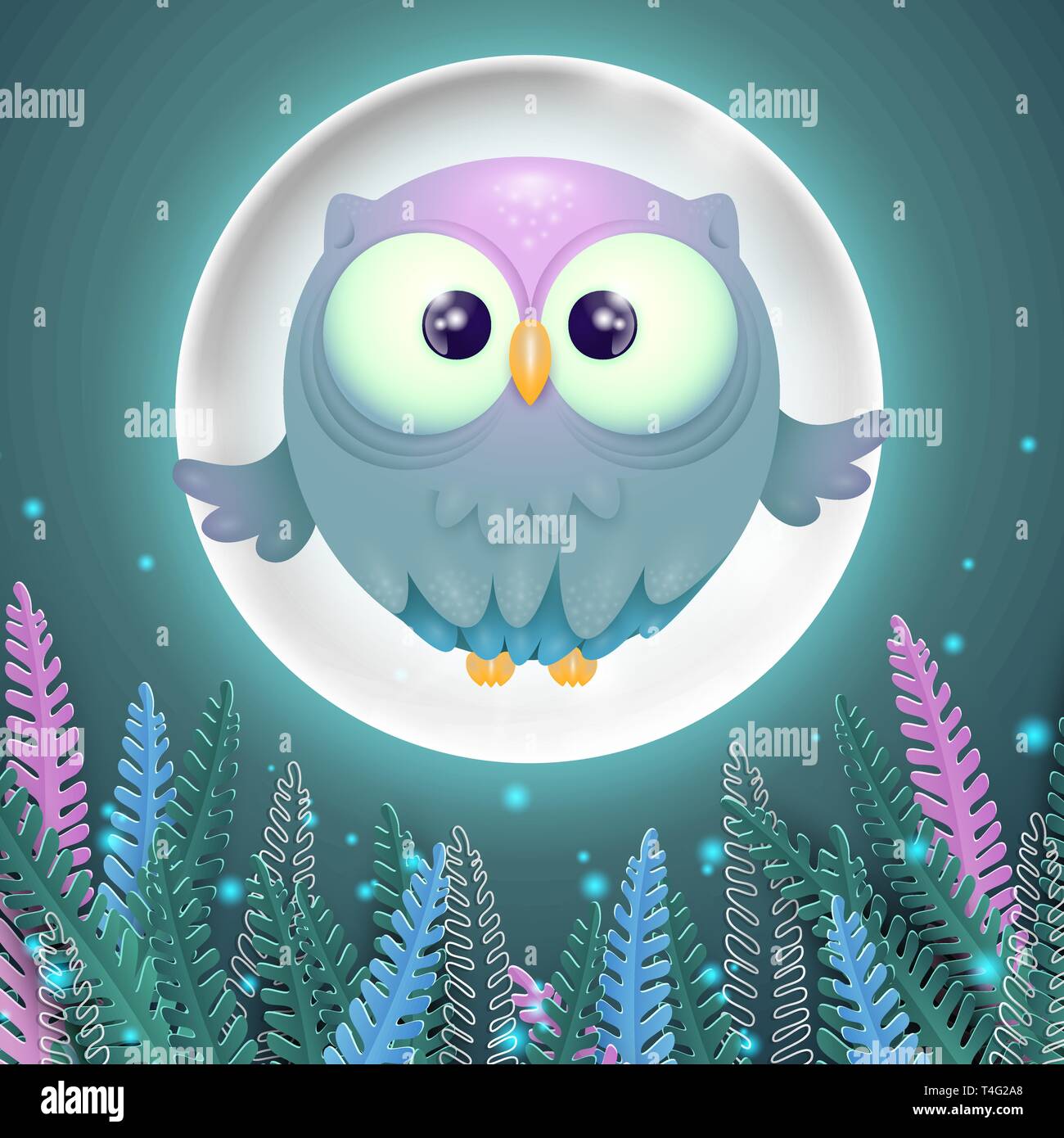 Owl with moon Stock Vector Images - Alamy