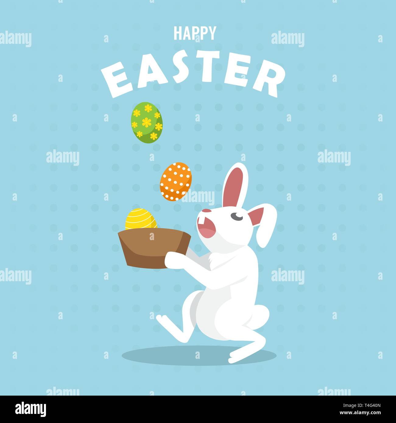 Greeting card and background with rabbits for Easter celebration Stock ...
