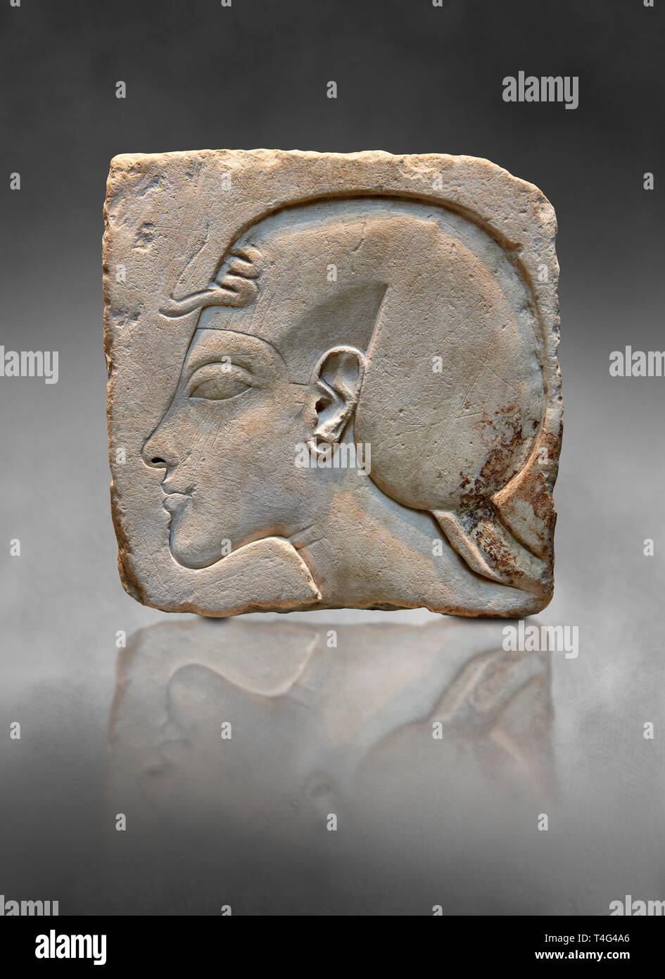 Ancient Egyptian relief portrait of King Akhenaten from Amarna. 18th ...