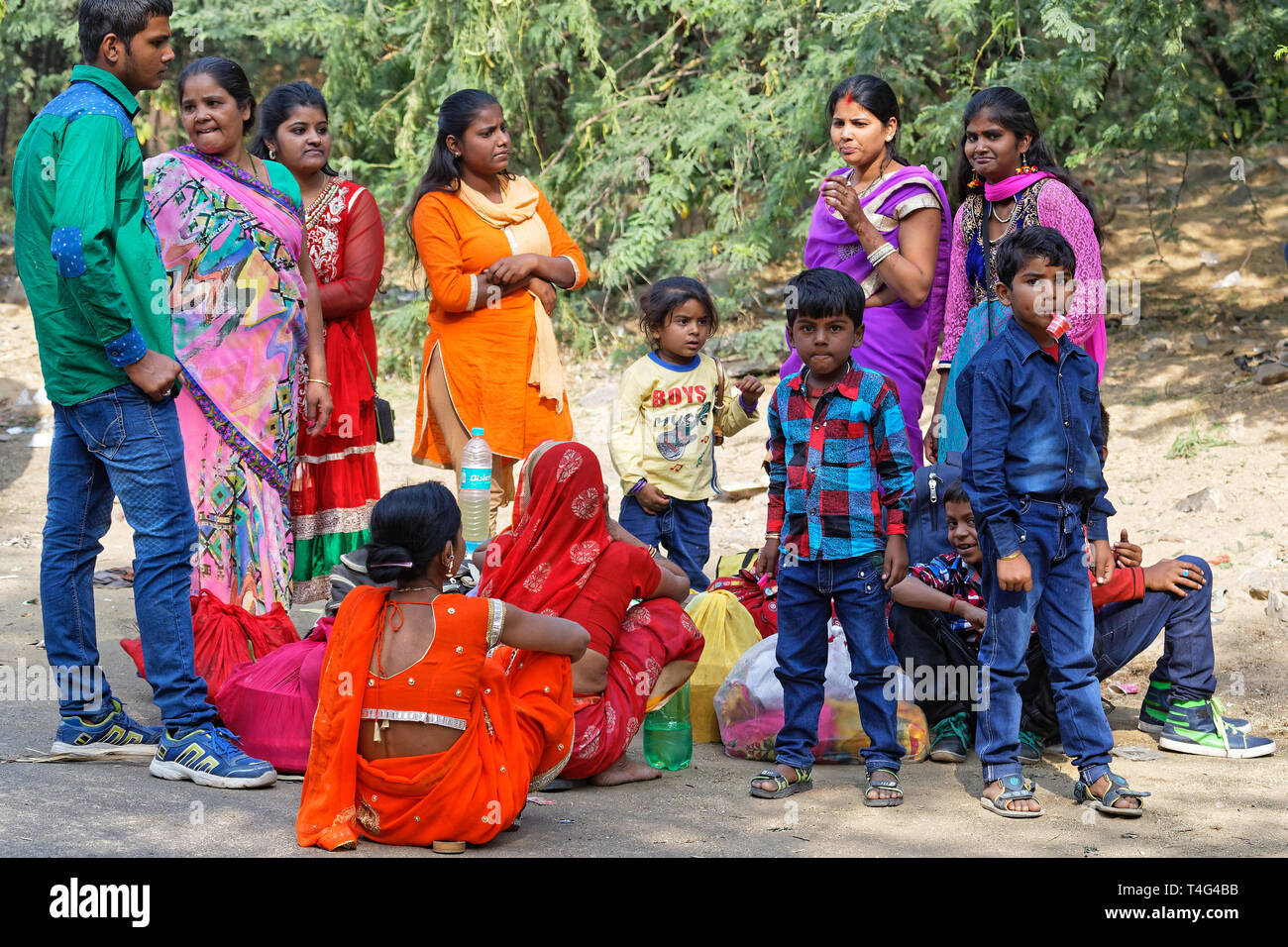 JAIPUR, INDIA, October 27, 2017 : Indian family at Galtaji (Khole Ke ...