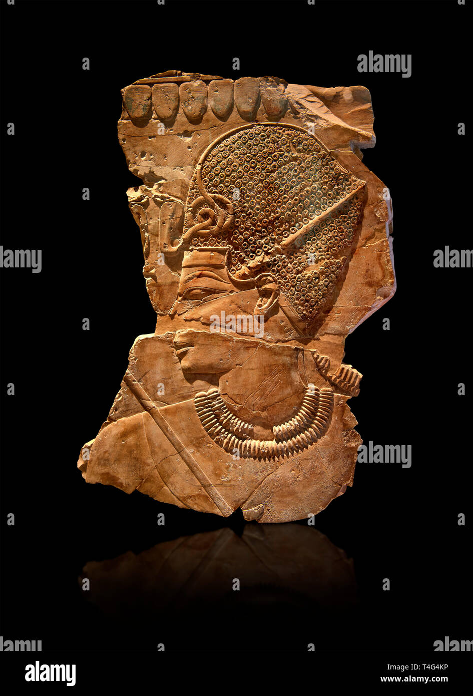 Ancient Egyptian tomb relief sculpture of King Amenhotep III with a ...