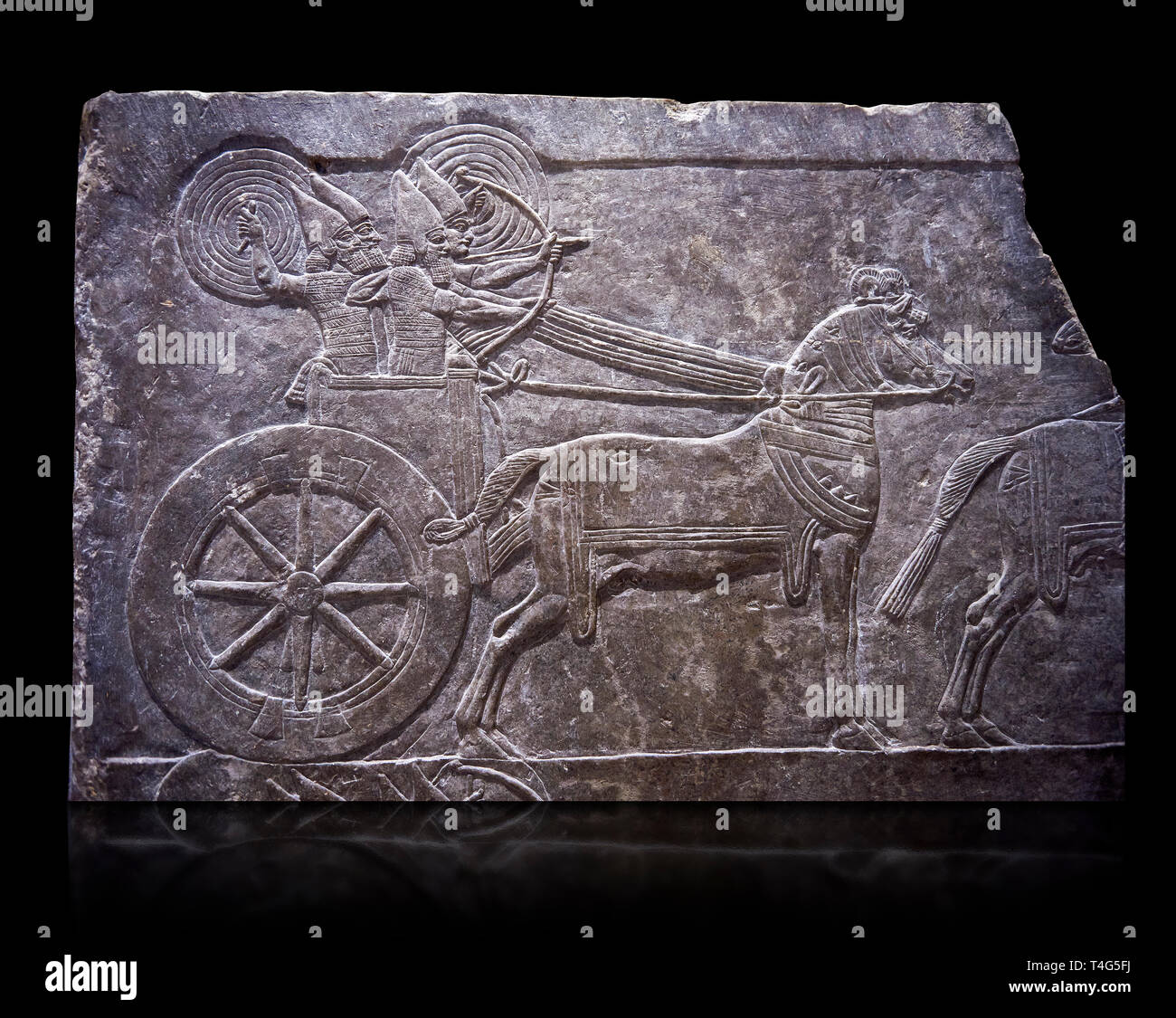 Stone relief sculptured panel of aa Assyrian Chariot. From the palace ...