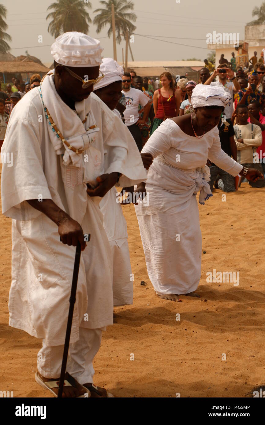 Voodoo festival Ouidah, Benin. Music, dance, singing at the beach to ...