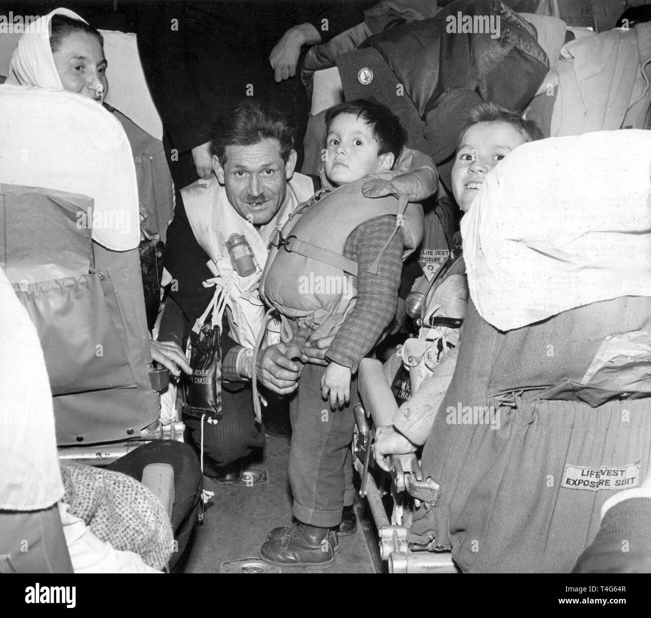 Refugees on bord of a US Air Force plane on their way to the USA on 21 ...
