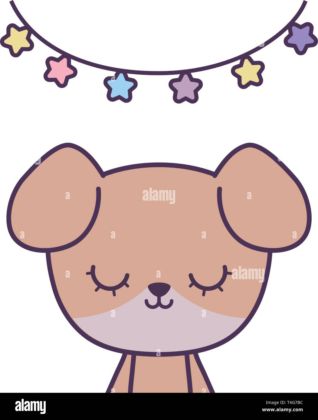cute dog animal with garlands hanging vector illustration design Stock ...