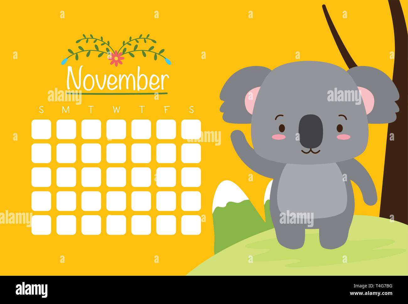 cute animals calendar Stock Vector Image & Art - Alamy
