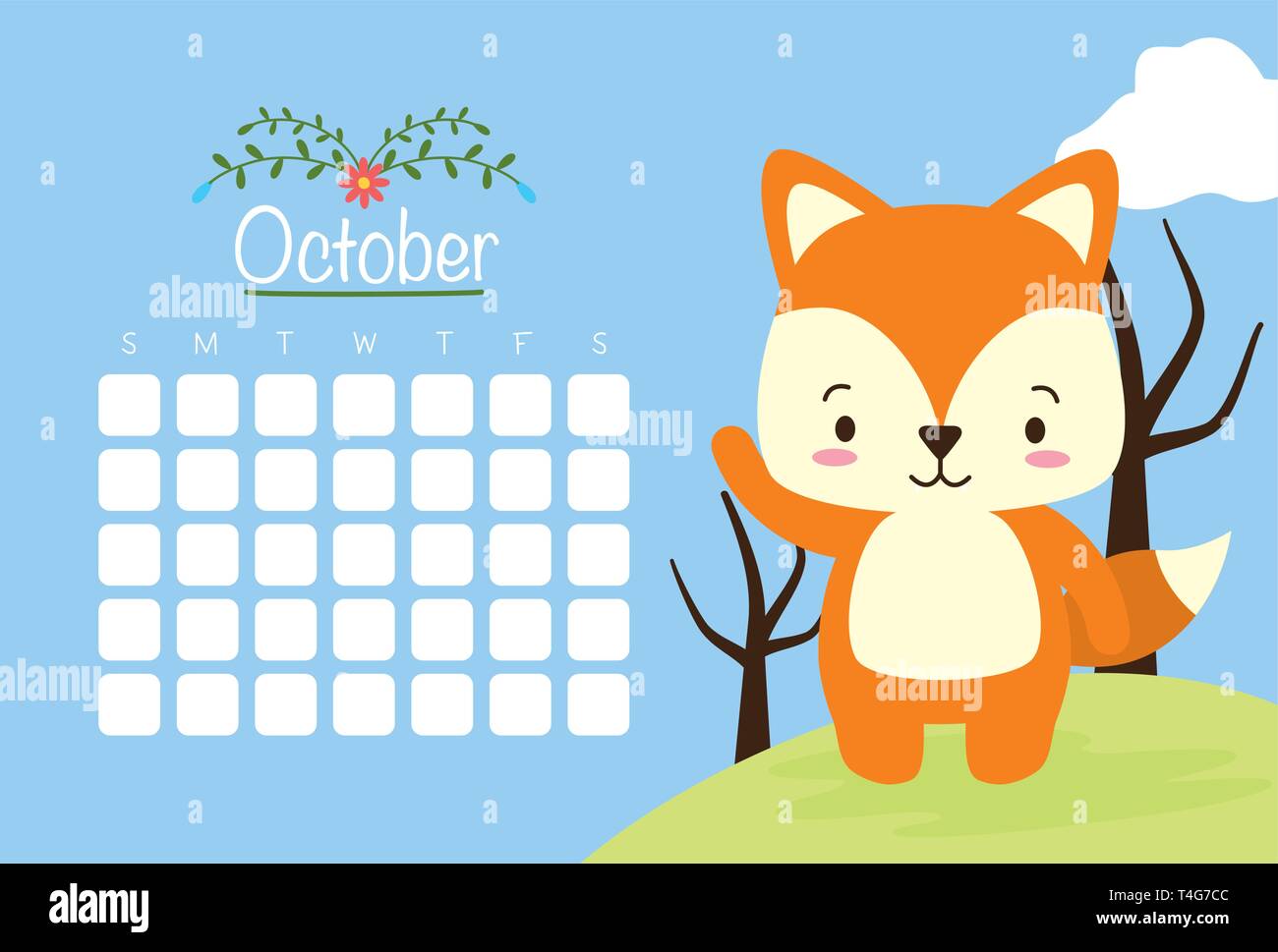 cute animals calendar Stock Vector Image & Art - Alamy