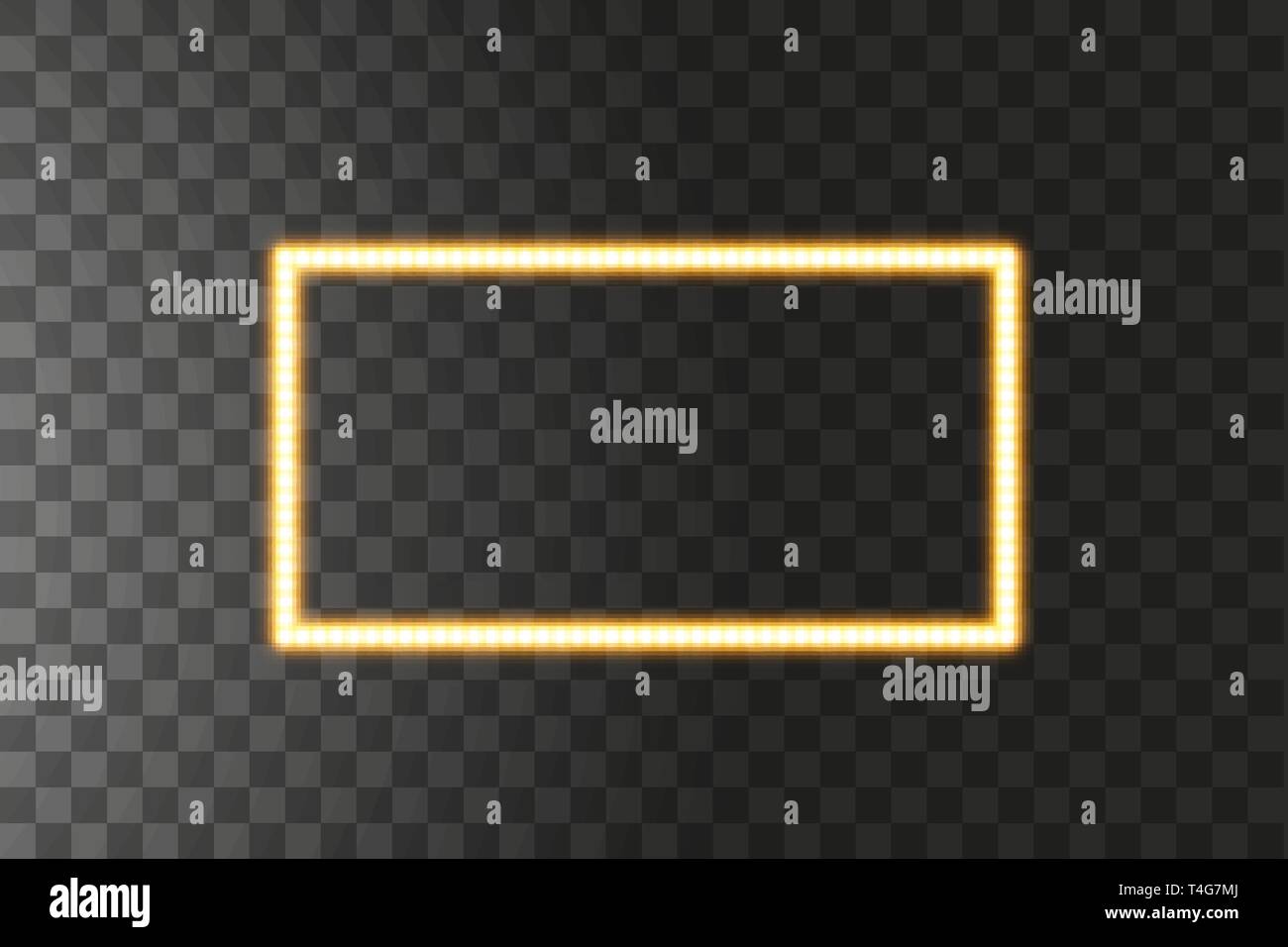 Shining yellow led vector rectangle frames, neon illumination on ...