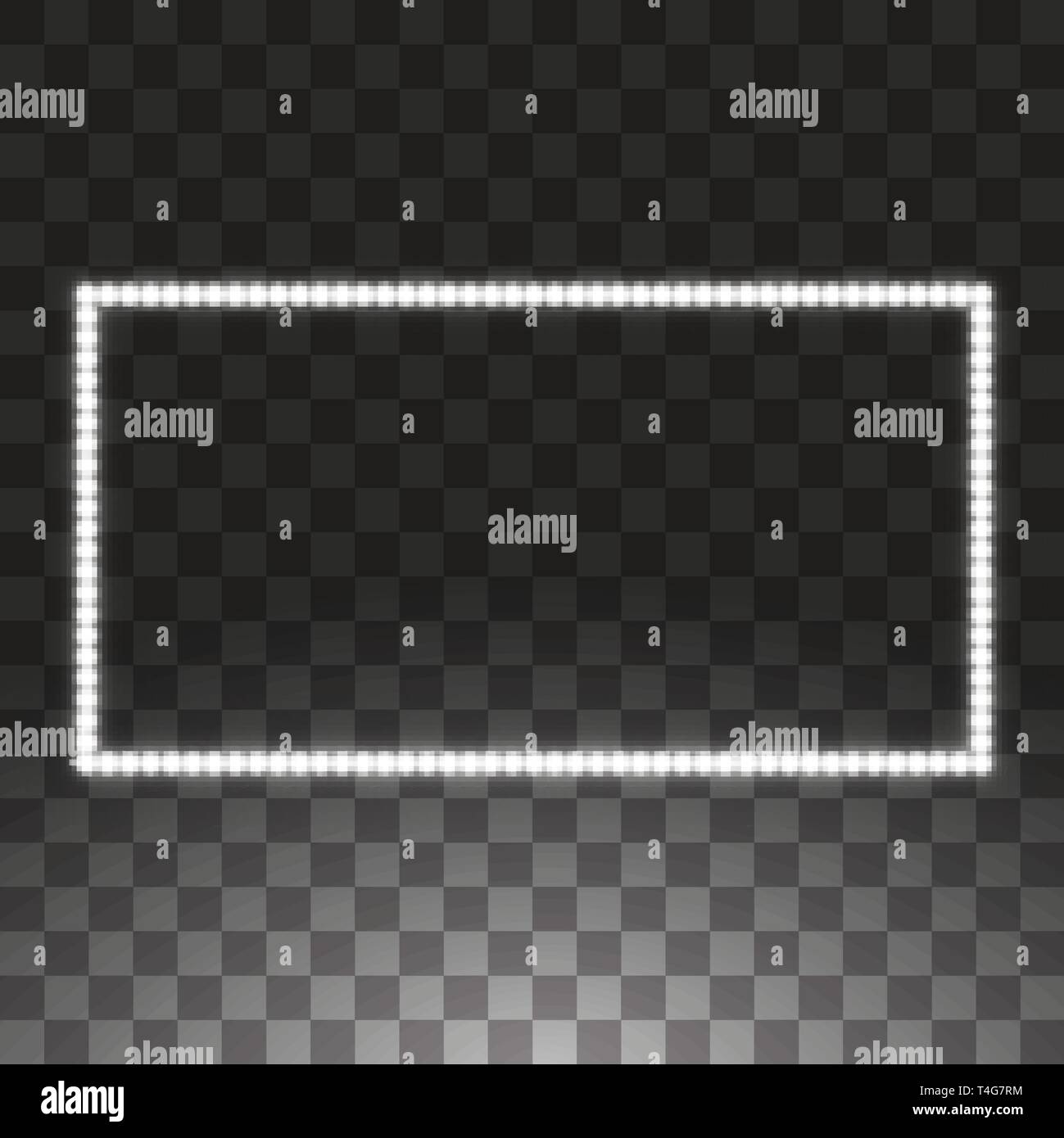 Shining white led vector rectangle frames, neon illumination on ...