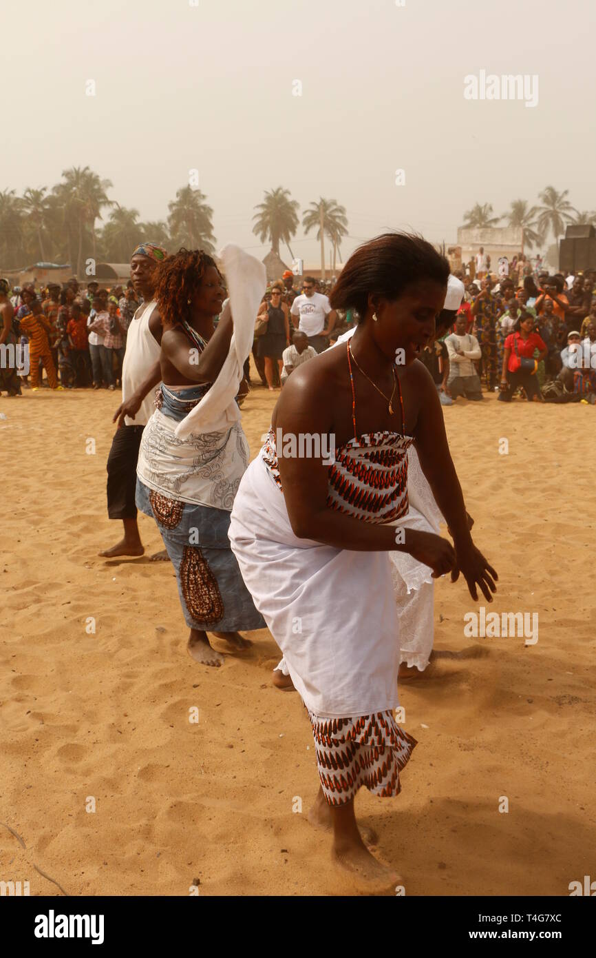 Voodoo festival Ouidah, Benin. Music, dance, singing at the beach to ...