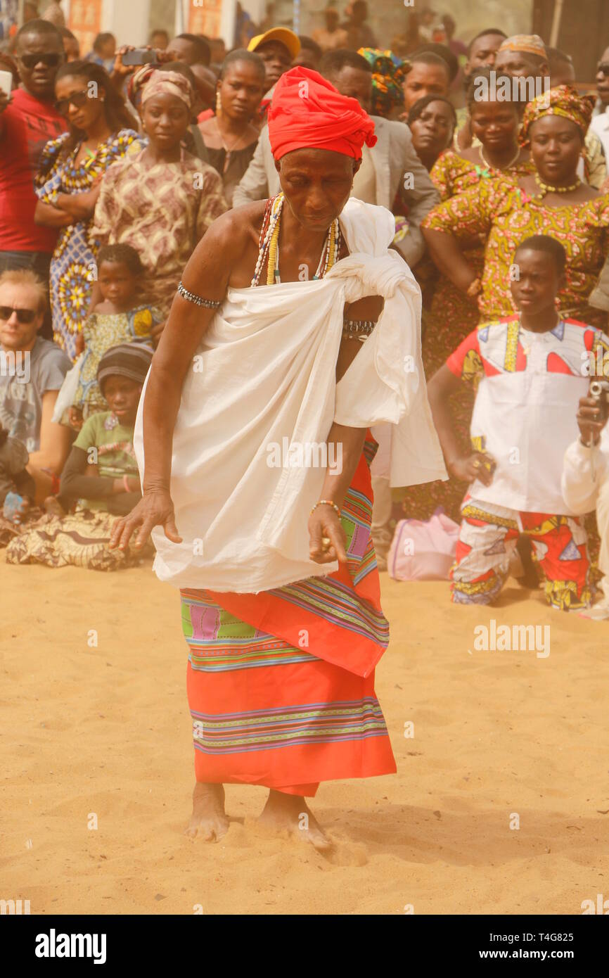 Voodoo festival Ouidah, Benin. Music, dance, singing at the beach to ...