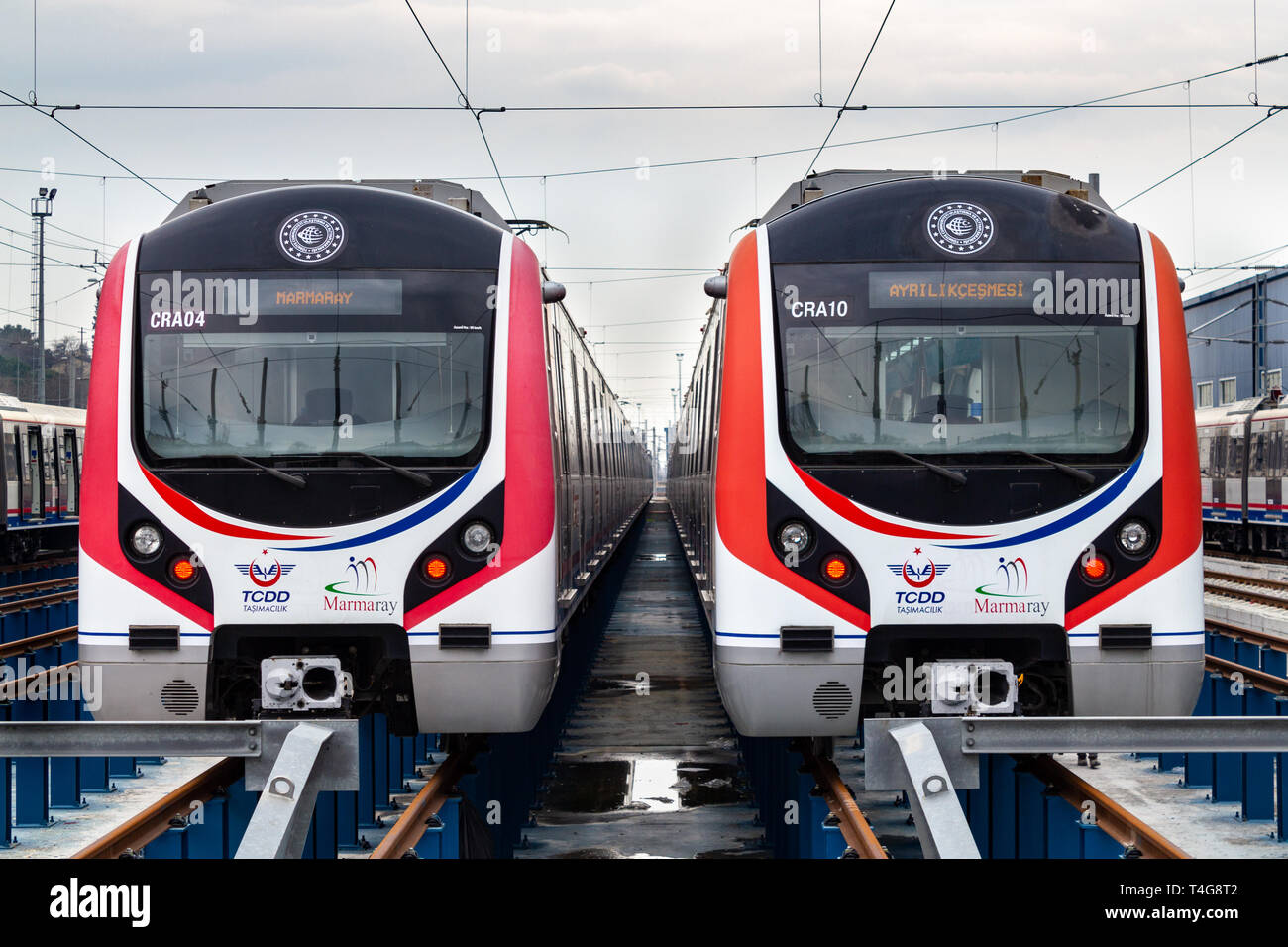 Halkali, Istanbul / Turkey - March 02 2019: Marmaray Trains on Halkali ...