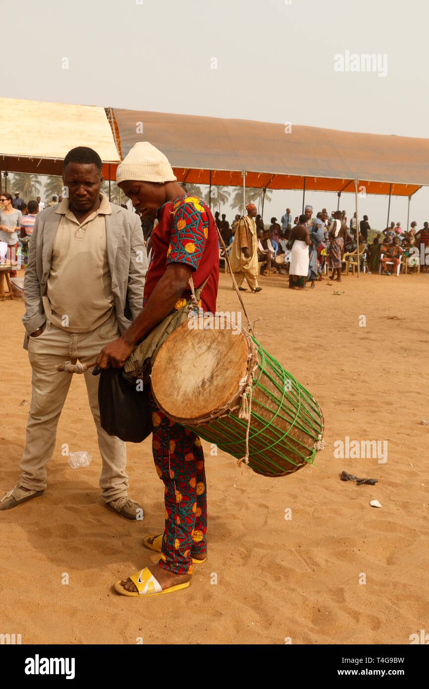 Voodoo festival Ouidah, Benin. Music, dance, singing at the beach to ...