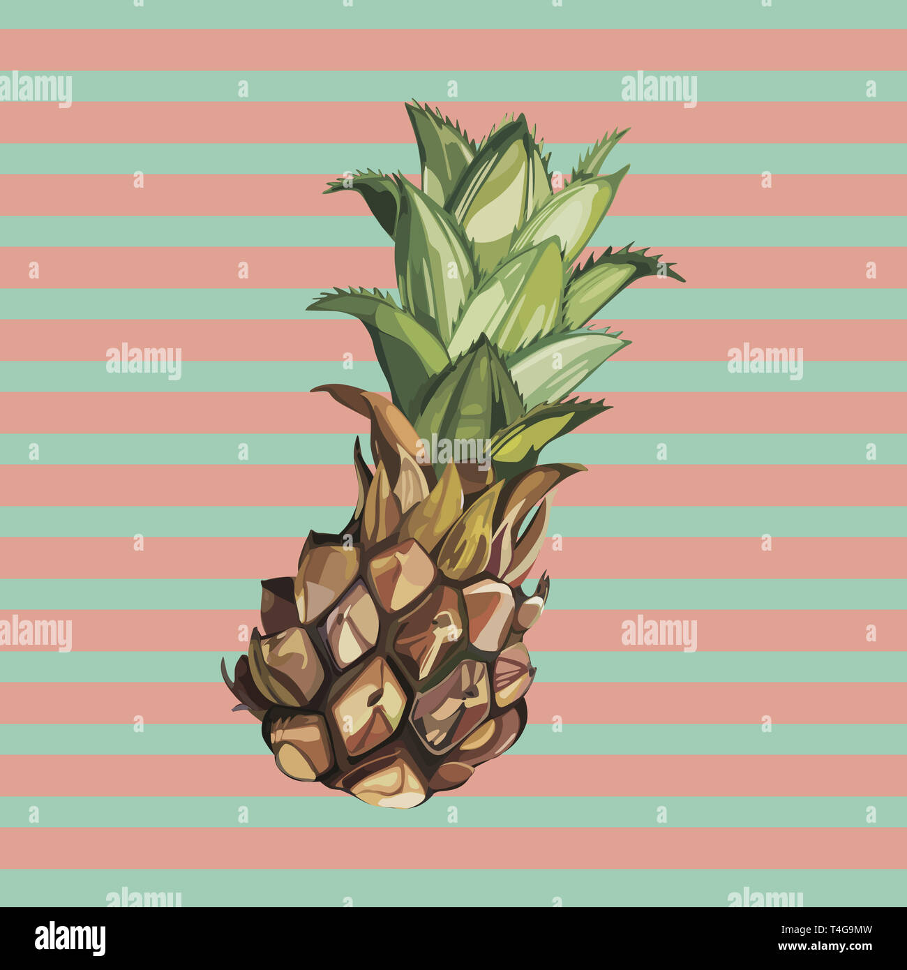Pineapple with tropical leaves.Element for design of invitations, movie ...