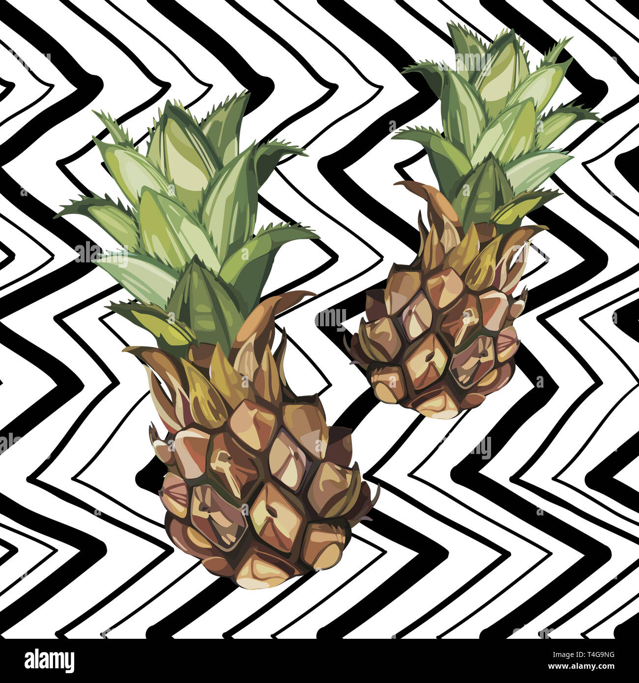 Pineapple with tropical leaves.Element for design of invitations, movie ...