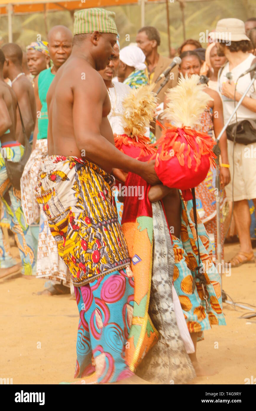 Voodoo festival Ouidah, Benin. Music, dance, singing at the beach to ...