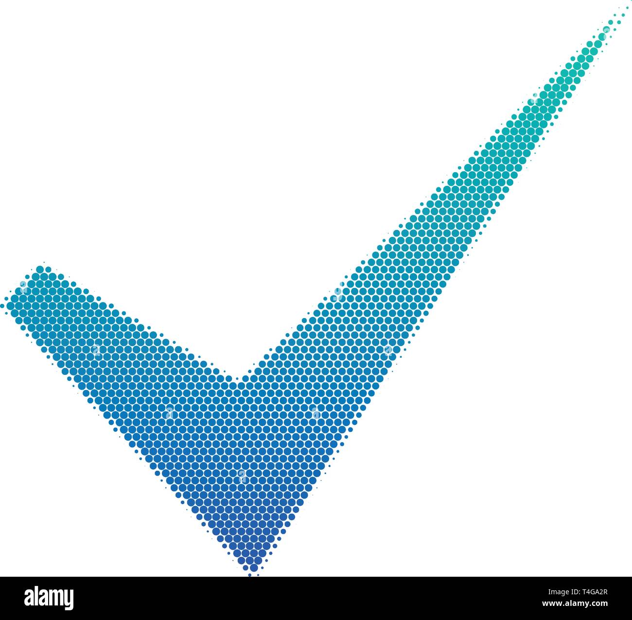 Check mark in halftone. Dotted illustration isolated on a white ...