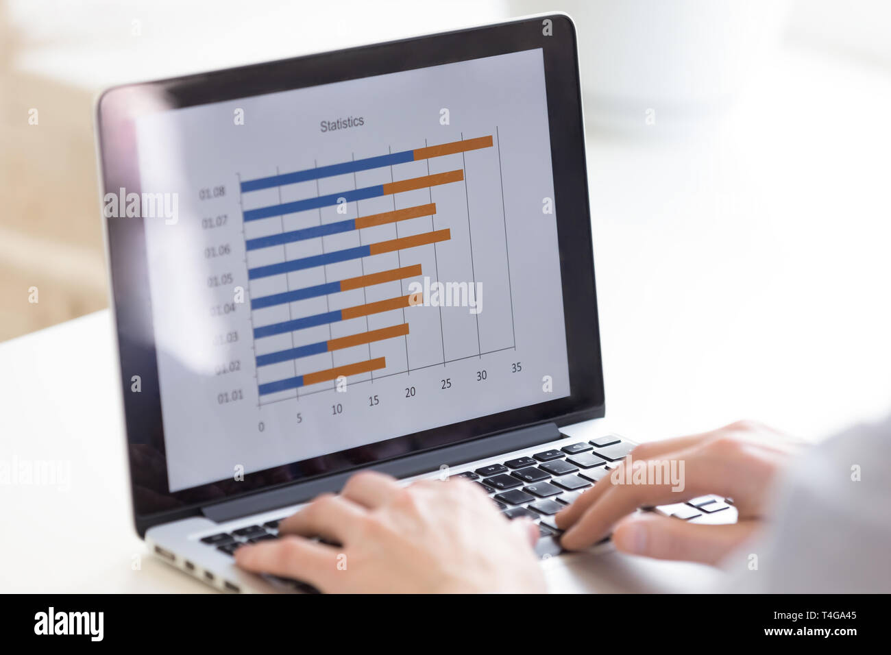 Graph Bar Chart Diagram Statistics Graphic at laptop Stock Photo - Alamy