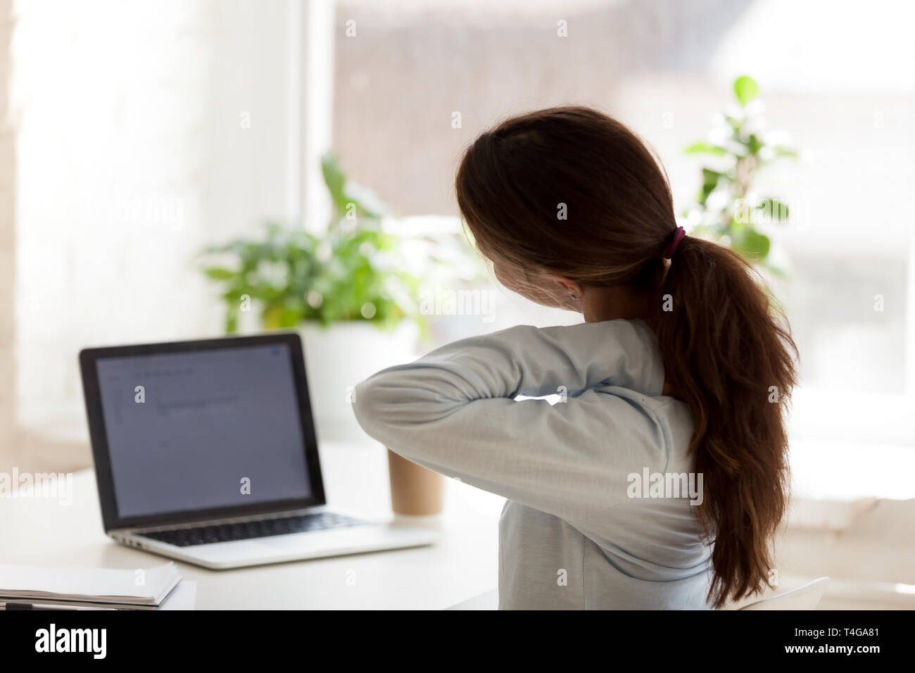 Laptop desk back view hi-res stock photography and images - Alamy
