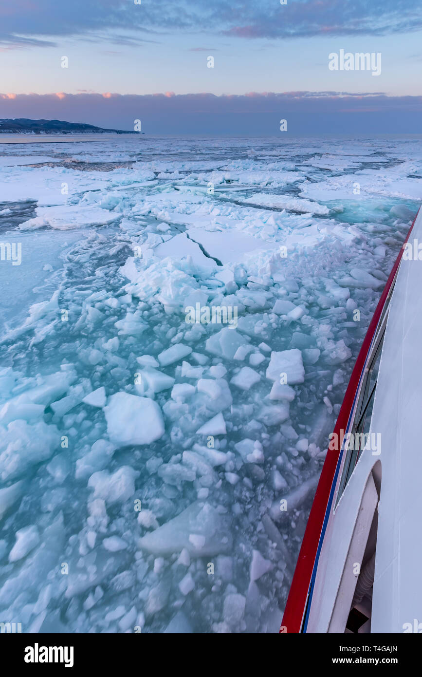 Drift Ice and tourist cruise on the Sea of Okhotsk in Abashiri,Hokkaido ...