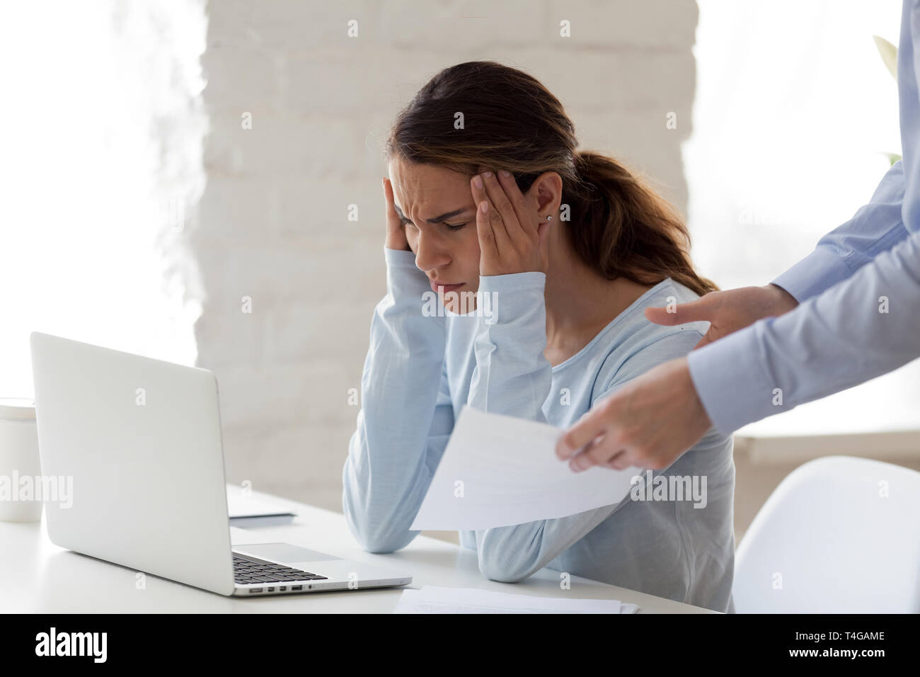 Overworked stressed woman tired from boss and work Stock Photo - Alamy
