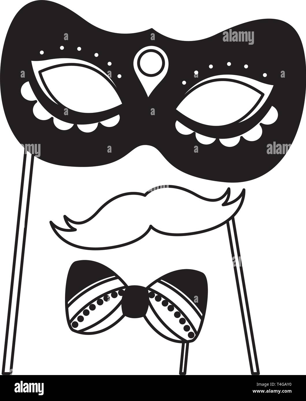 carnival mask mustache bowtie Stock Vector Image & Art - Alamy