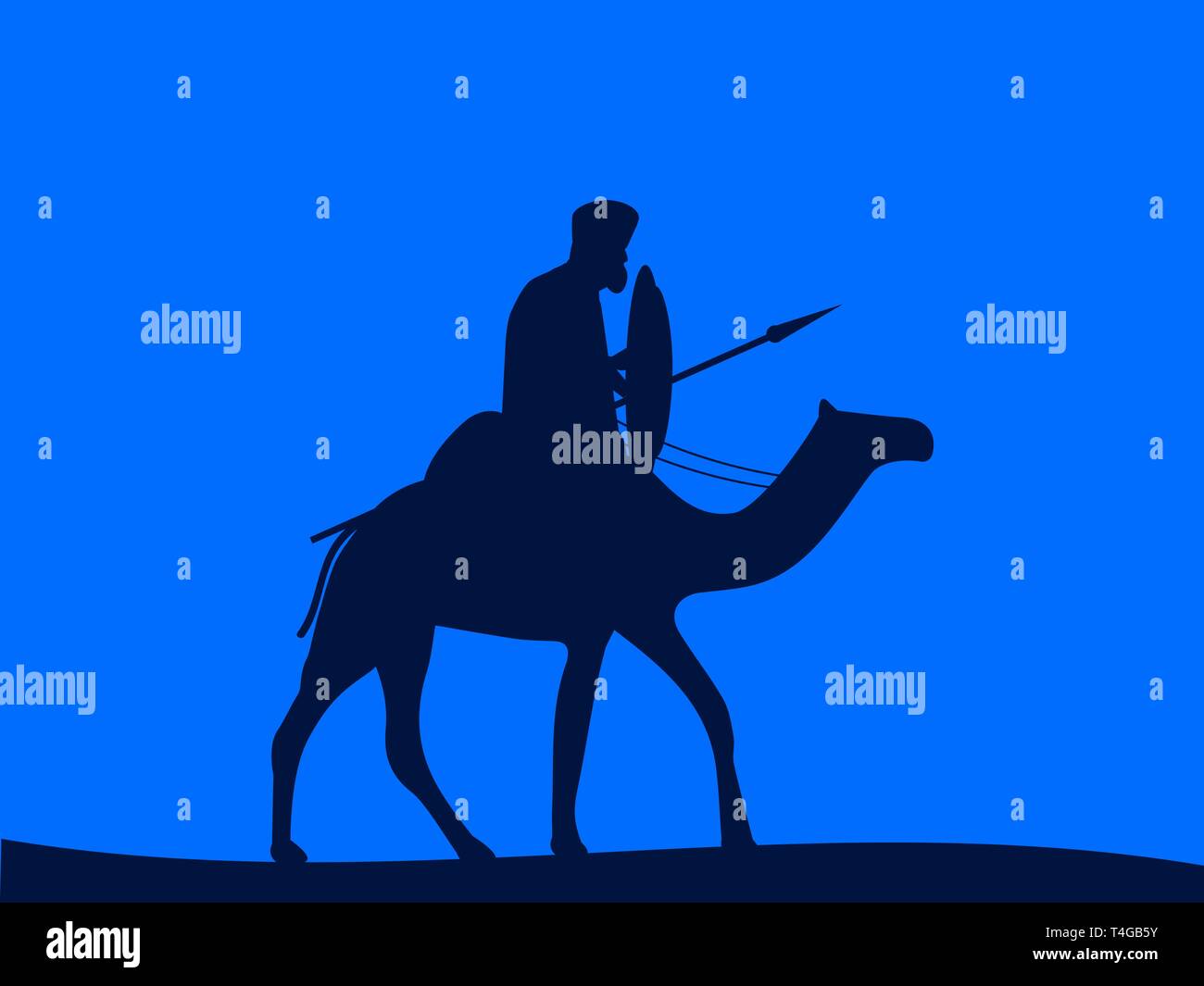 Camel cavalry. Armed rider on a camel. Vector illustration Stock Vector ...