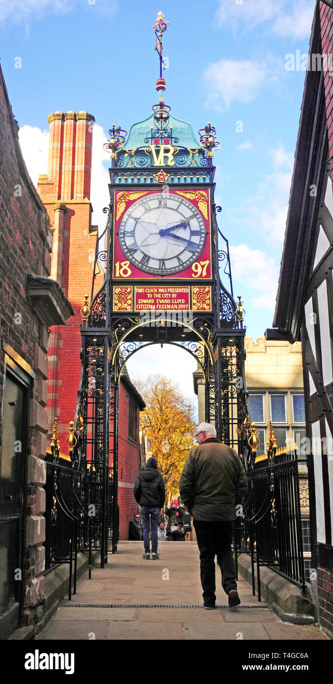 The Eastgate Clock from the city walls walk, Chester Stock Photo - Alamy