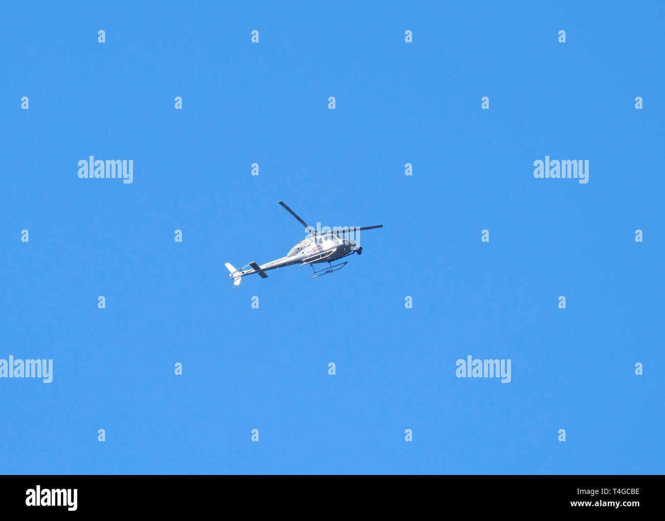 Sky News helicopter flies overhead Stock Photo - Alamy