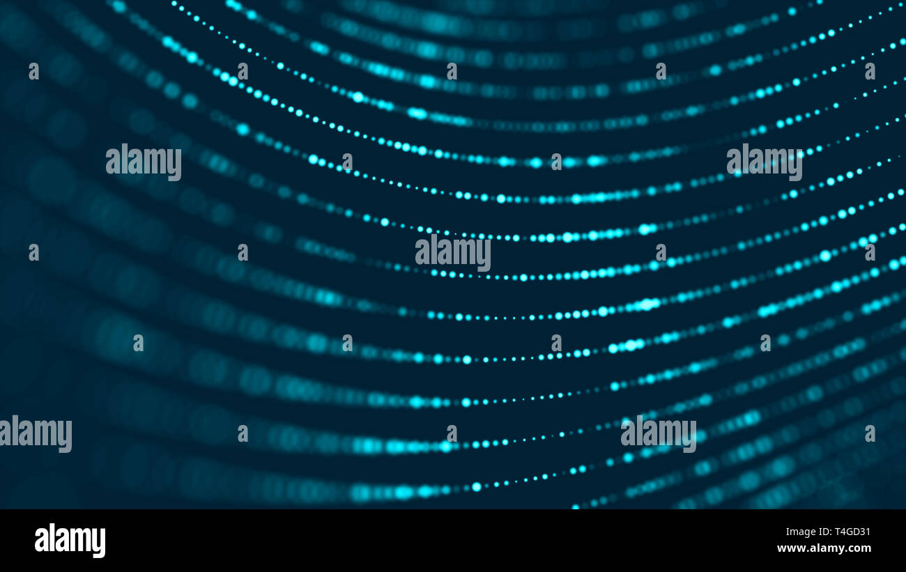 Futuristic blue dots background with a dynamic wave. Big data. 3d rendering Stock Photo - Alamy