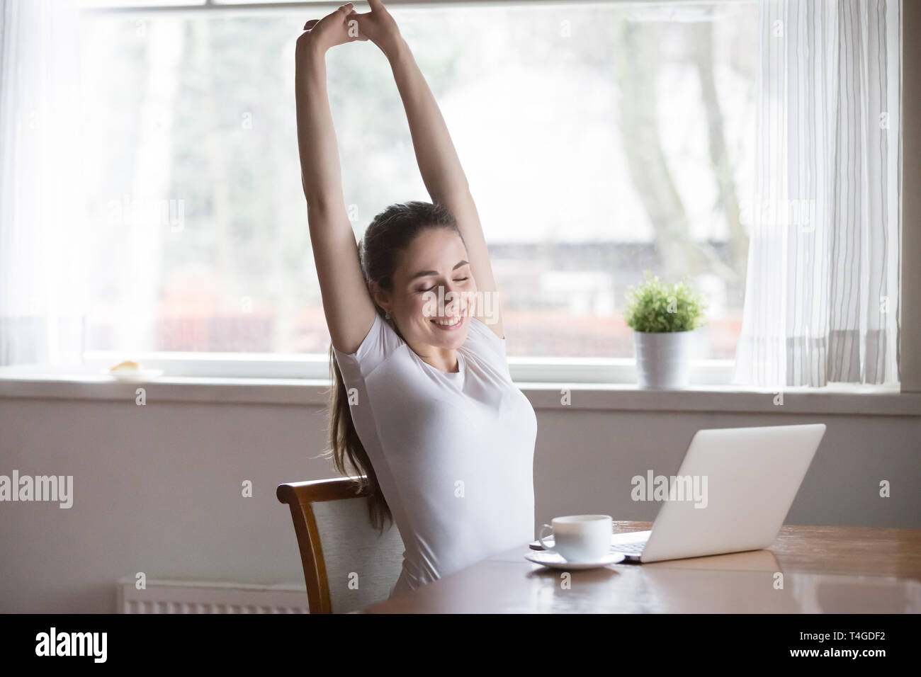 Stretching exercise desk hi-res stock photography and images - Alamy