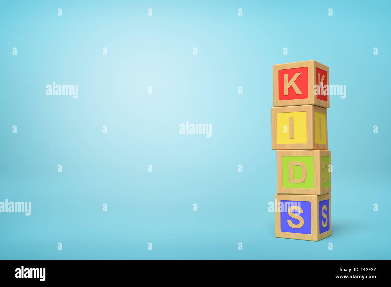 3d rendering of alphabet toy blocks on blue background Stock Photo - Alamy