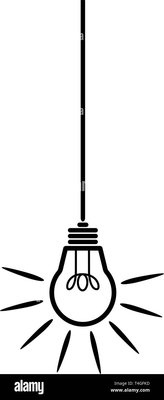 glowing light bulb hanging on cord symbolizing an idea Stock Vector ...