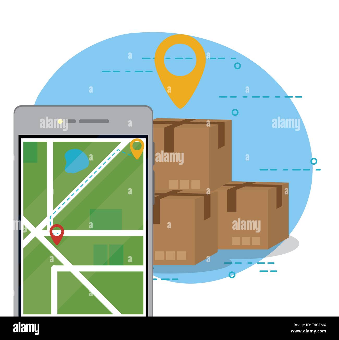 mobile order delivery app from smartphone map vector illustration ...