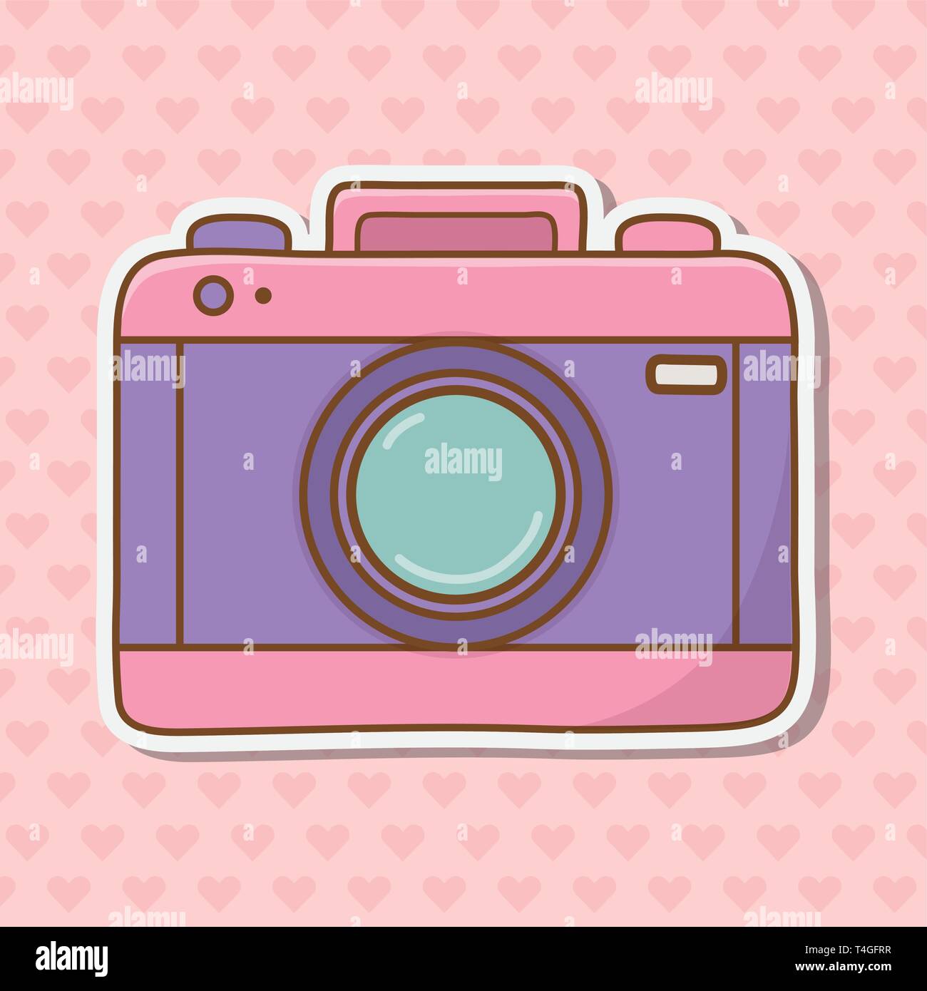 photographic camera icon with heart background cartoon vector ...
