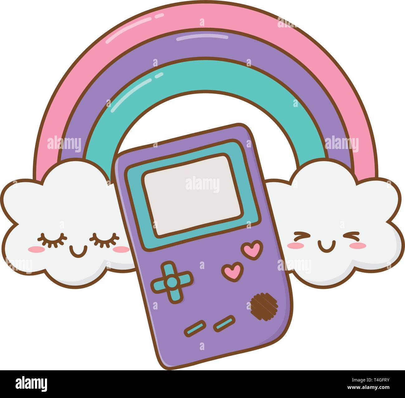 game boy with rainbow icon cartoon vector illustration graphic design ...