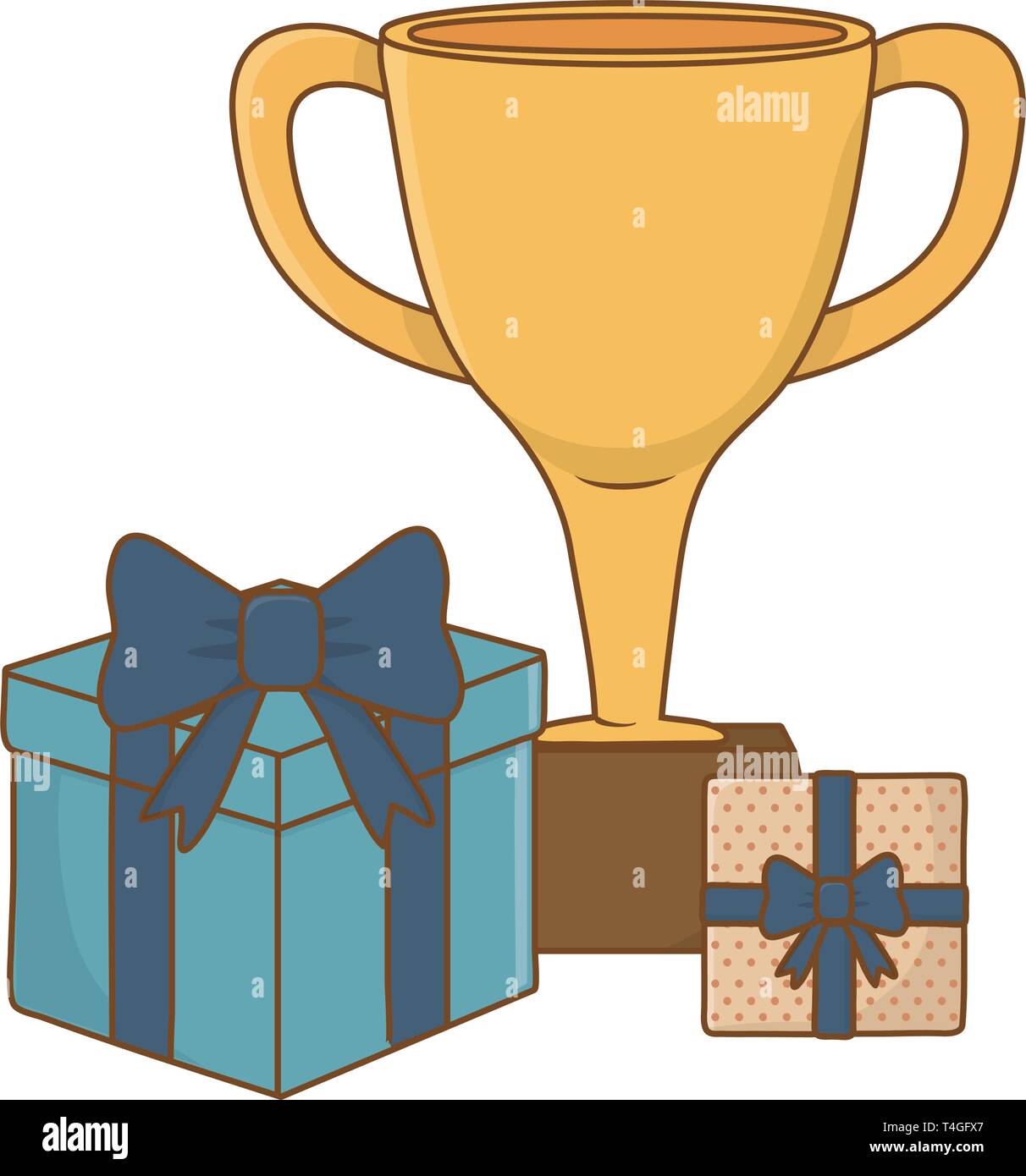 trophy with gift boxes icon cartoon vector illustration graphic design ...