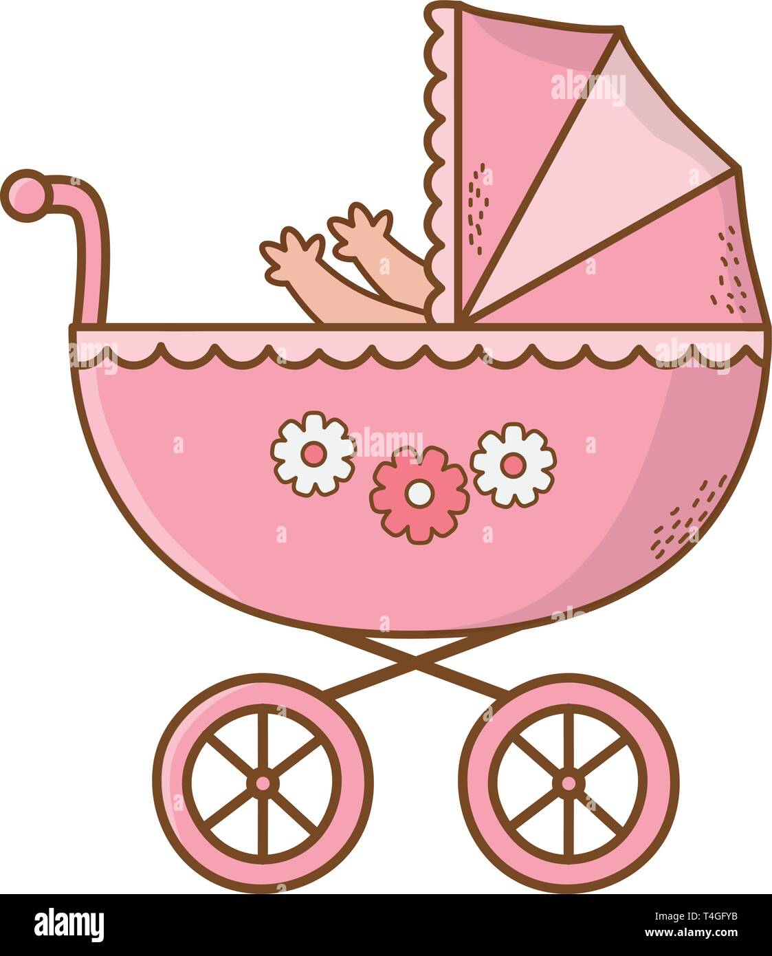cute baby shower baby inside carriage cartoon vector illustration ...