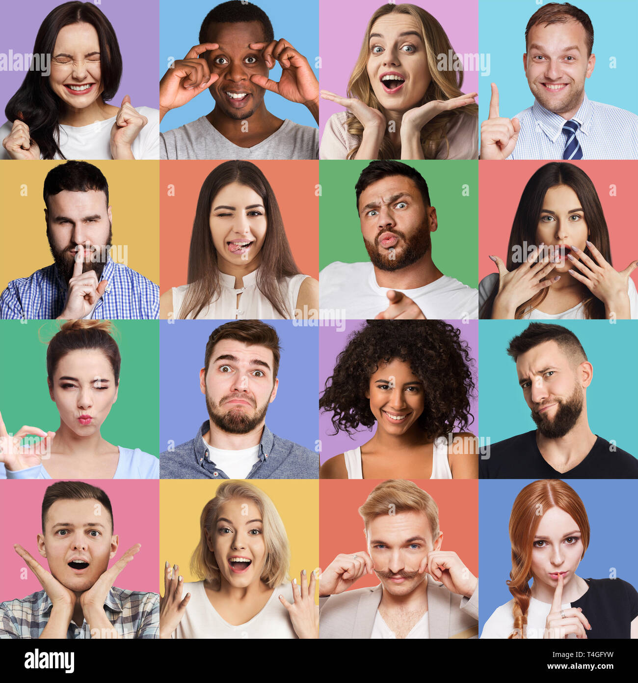 Set of millennials emotional portraits Stock Photo - Alamy