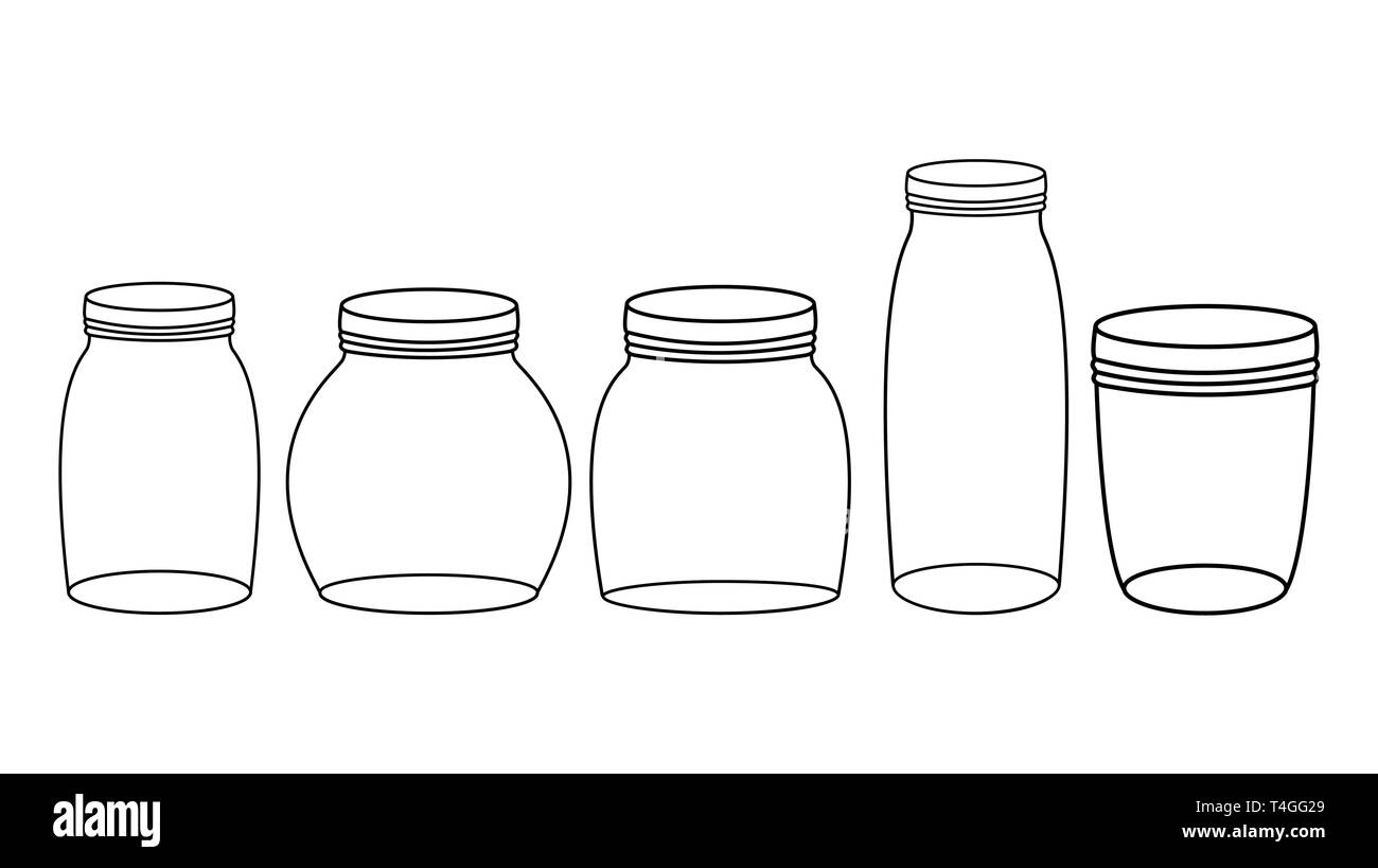 set of mason jars monochrome vector illustration design Stock Vector ...