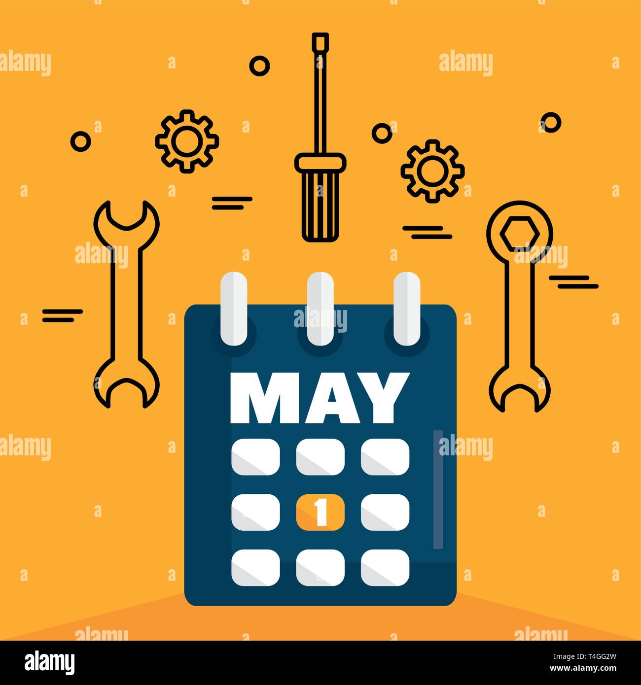 calendar reminder with wrench keys vector illustration design Stock ...