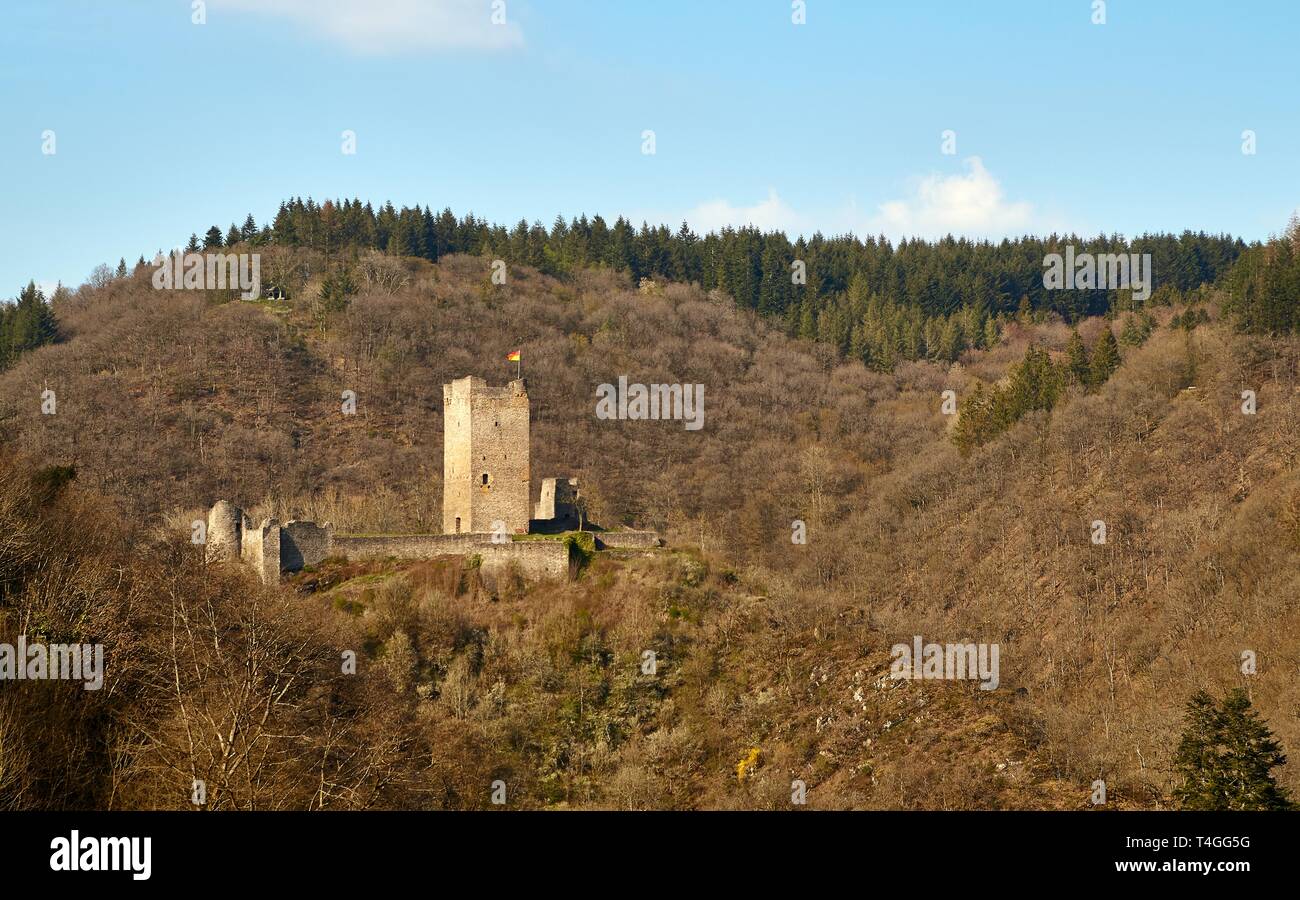 Near the Eifel city Manderscheid Germany are the ruins of two castles ...